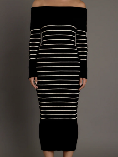 ELR Off The Shoulder Striped Maxi Dress – Miss Cocky